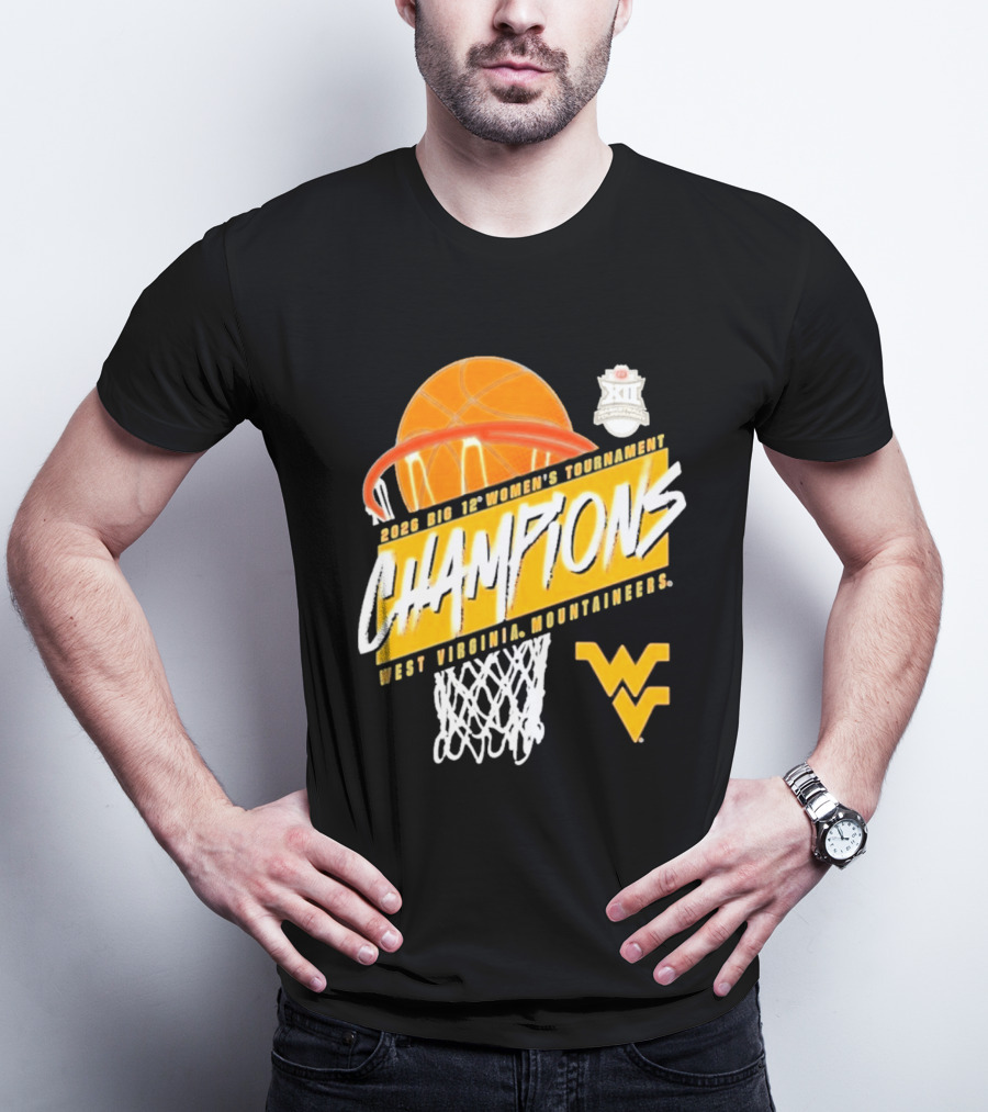 2026 Big 12 Women's Tournament Champions West Virginia Mountaineers Basketball T-Shirt