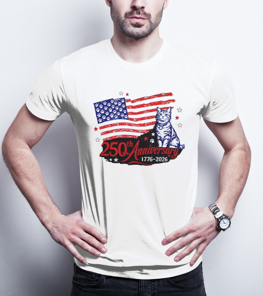 Abolish Ice Defund Resist Protest Cat With 250th Anniversary 1776 2026 USA Flag T-Shirt