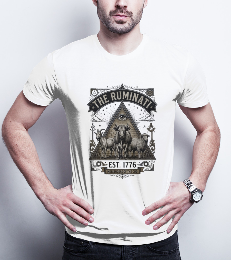 The Ruminati Est 1776 Messengers Of The Cud Eye Triangle Cow Sheep Goat T-Shirt