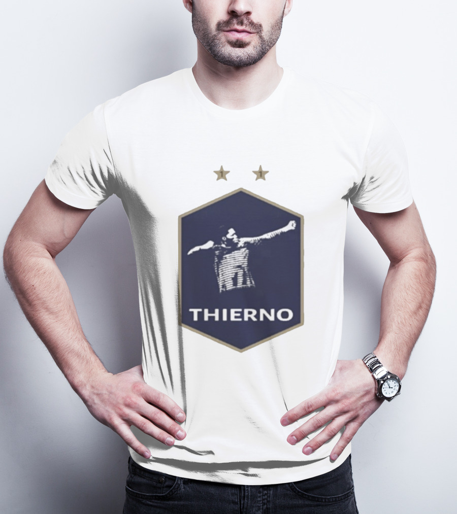 Thierno Barry Blue Hexagonal Emblem Soccer Celebration Stars T-Shirt