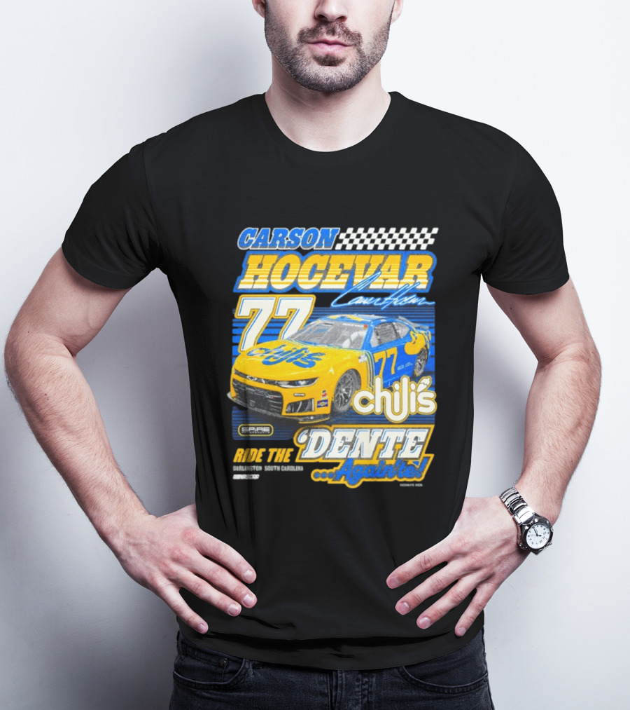 CARSON HOCEVAR 77 Chili's Dente Again Spire Racing T-Shirt