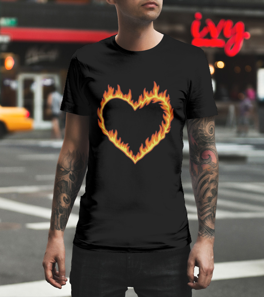 High Potential Morgan Croft Fire Heart Flame T-Shirt