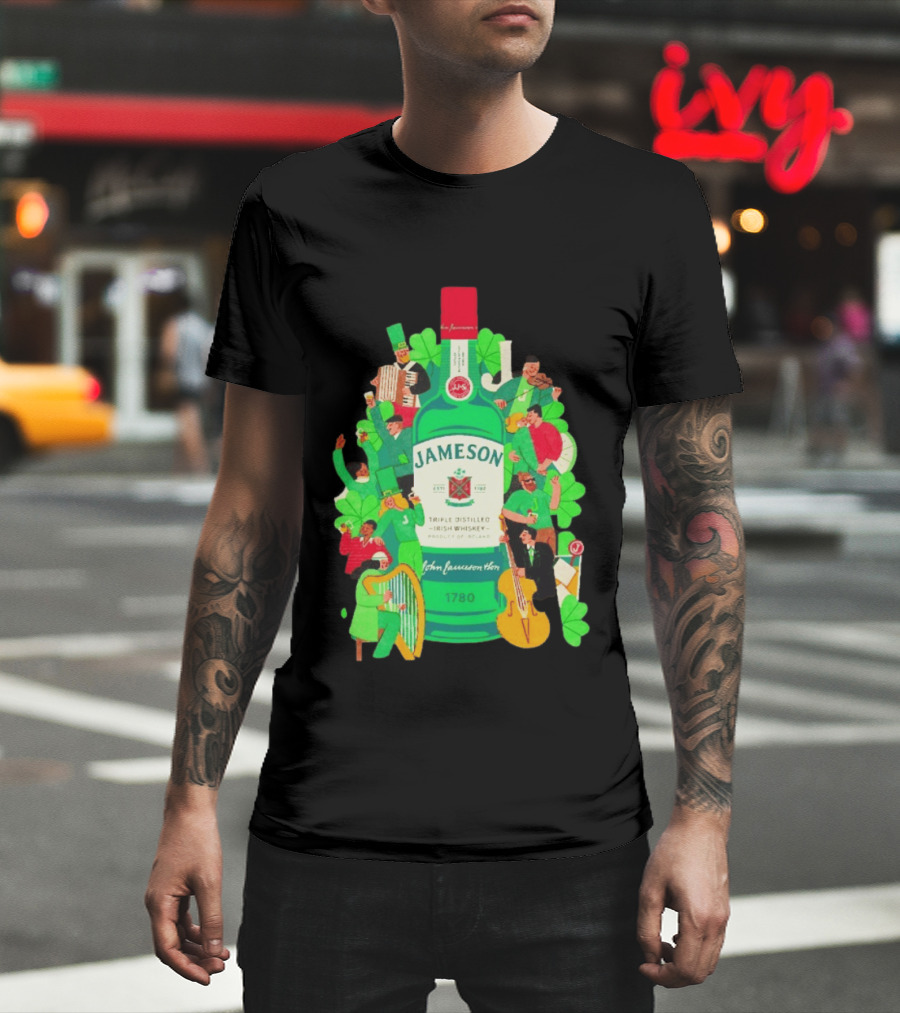 Jameson Triple Distilled Irish Whiskey 1780 St. Patrick's Day Celebration Bottle T-Shirt