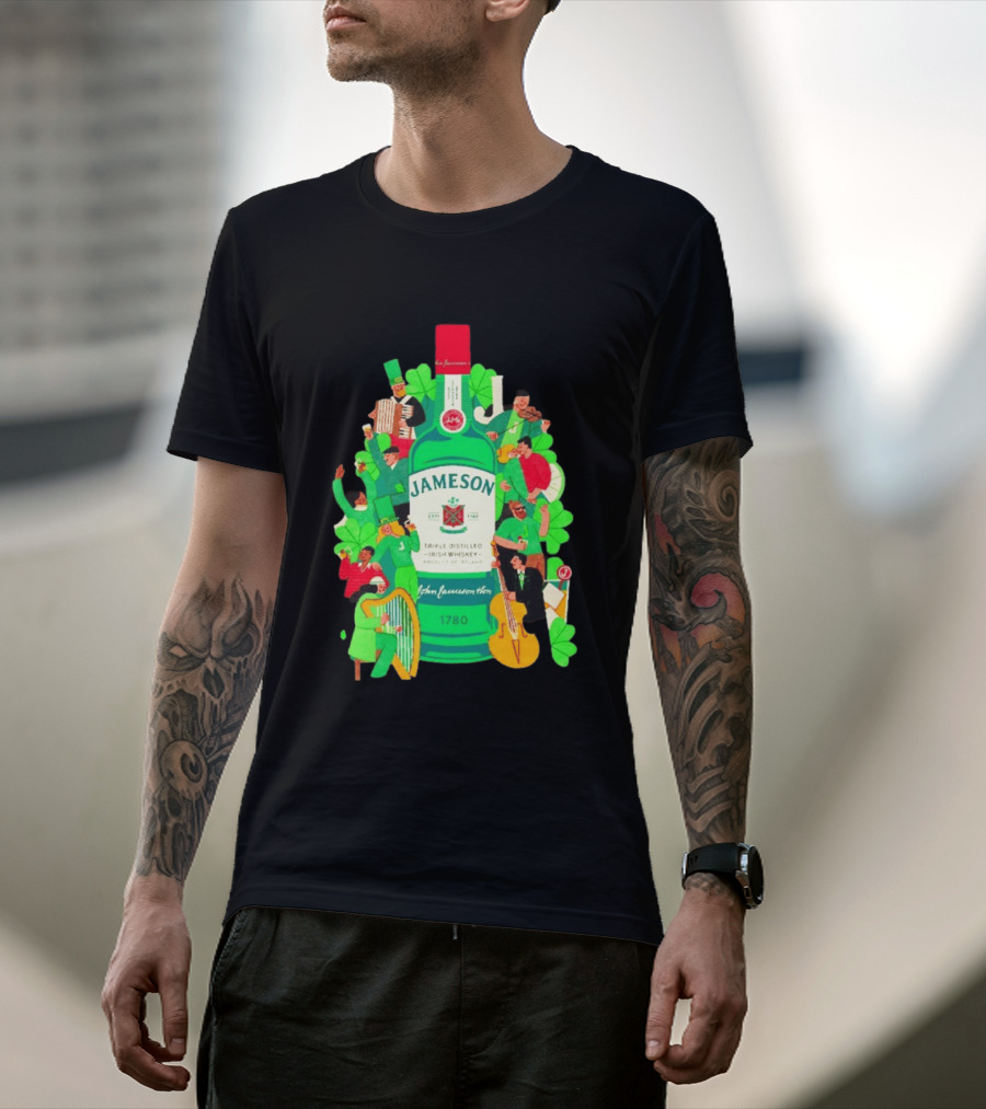 Jameson Triple Distilled Irish Whiskey 1780 St. Patrick's Day Celebration Bottle T-Shirt