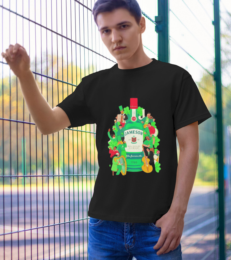 Jameson Triple Distilled Irish Whiskey 1780 St. Patrick's Day Celebration Bottle T-Shirt