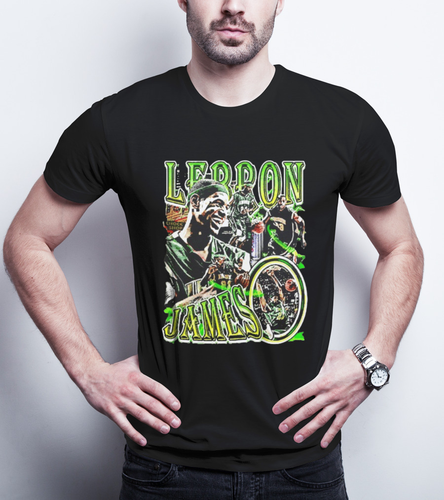 LeBron James Irish St. Patrick's Day Green Collage Basketball T-Shirt