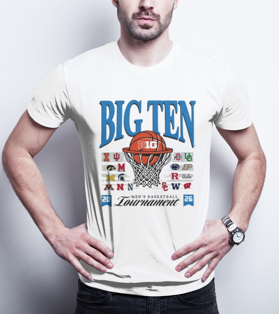 2026 Big Ten Men's Basketball Tournament Indiana Michigan Purdue Team Logos T-Shirt