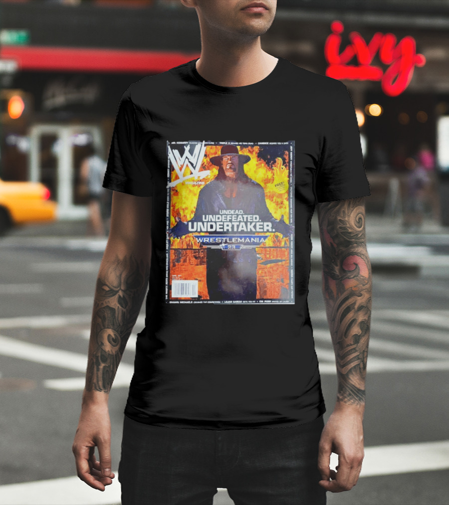 WWE Undead Undefeated Undertaker Wrestlemania 23 Magazine Cover T-Shirt