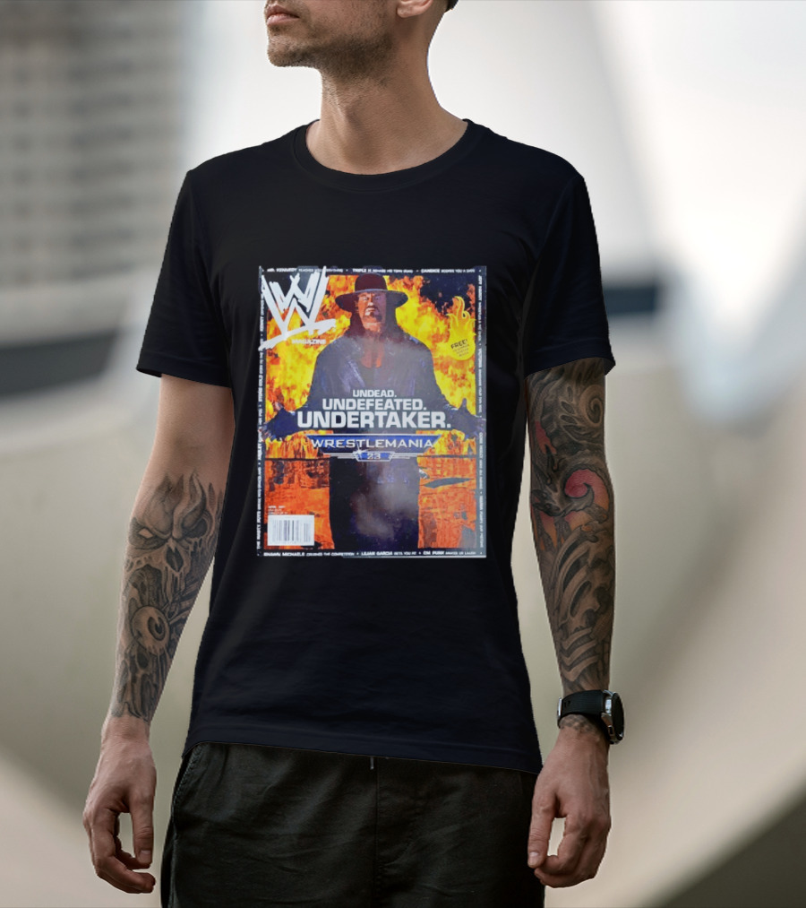 WWE Undead Undefeated Undertaker Wrestlemania 23 Magazine Cover T-Shirt