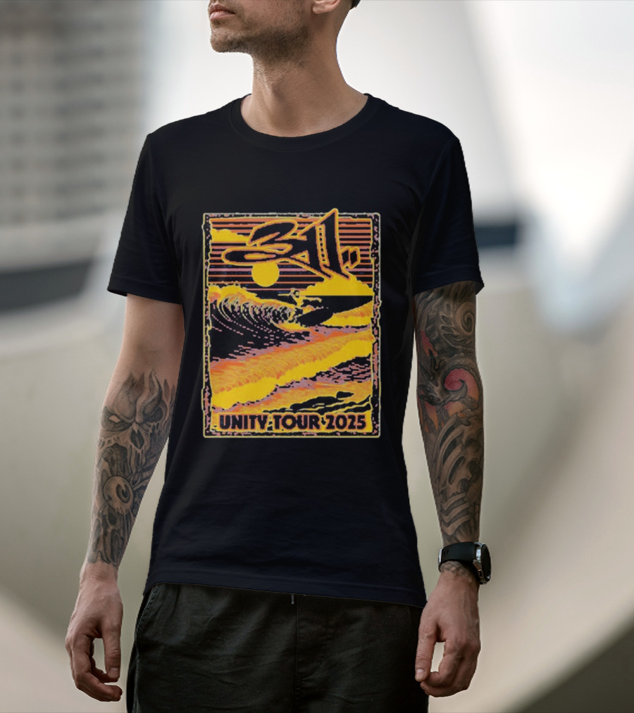 311 Unity Tour 2025 Surfer Wave Art With Sunset T-Shirt