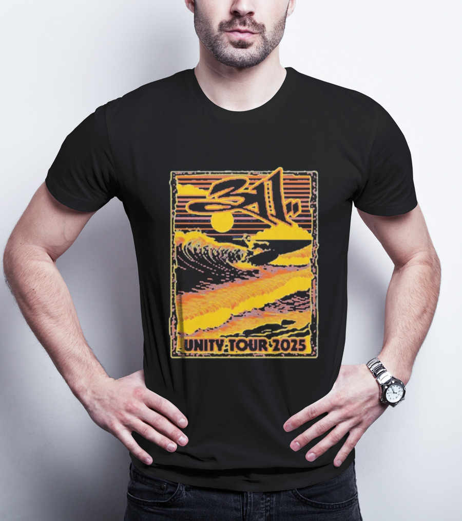 311 Unity Tour 2025 Surfer Wave Art With Sunset T-Shirt