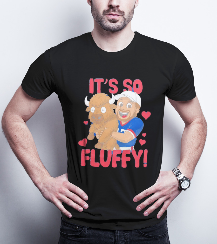 It's So Fluffy Josh Allen Buffalo Bills Cartoon Hearts T-Shirt