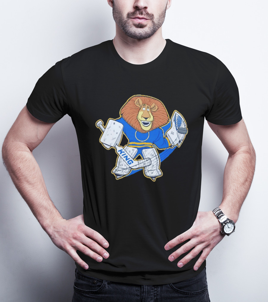 King Of The Crease Sabres Hockey Goalie Lion T-Shirt