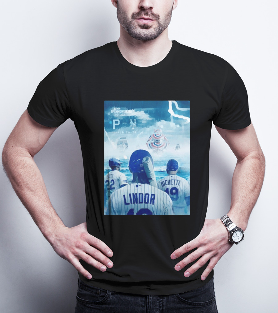 Lindor Soto Bichette New York Mets Vs Pirates 2026 MLB Opening Weekend March 26 29 T-Shirt
