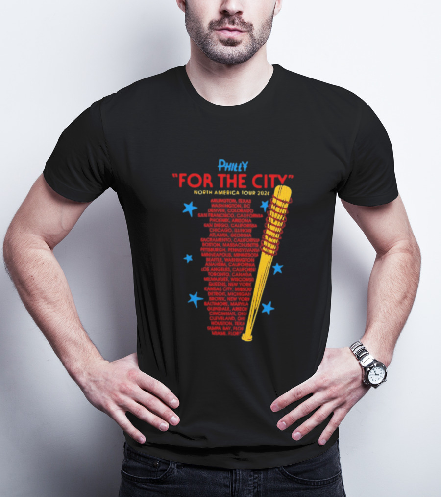 Philly For The City North America Tour 2026 Baseball Bat And Stars T-Shirt