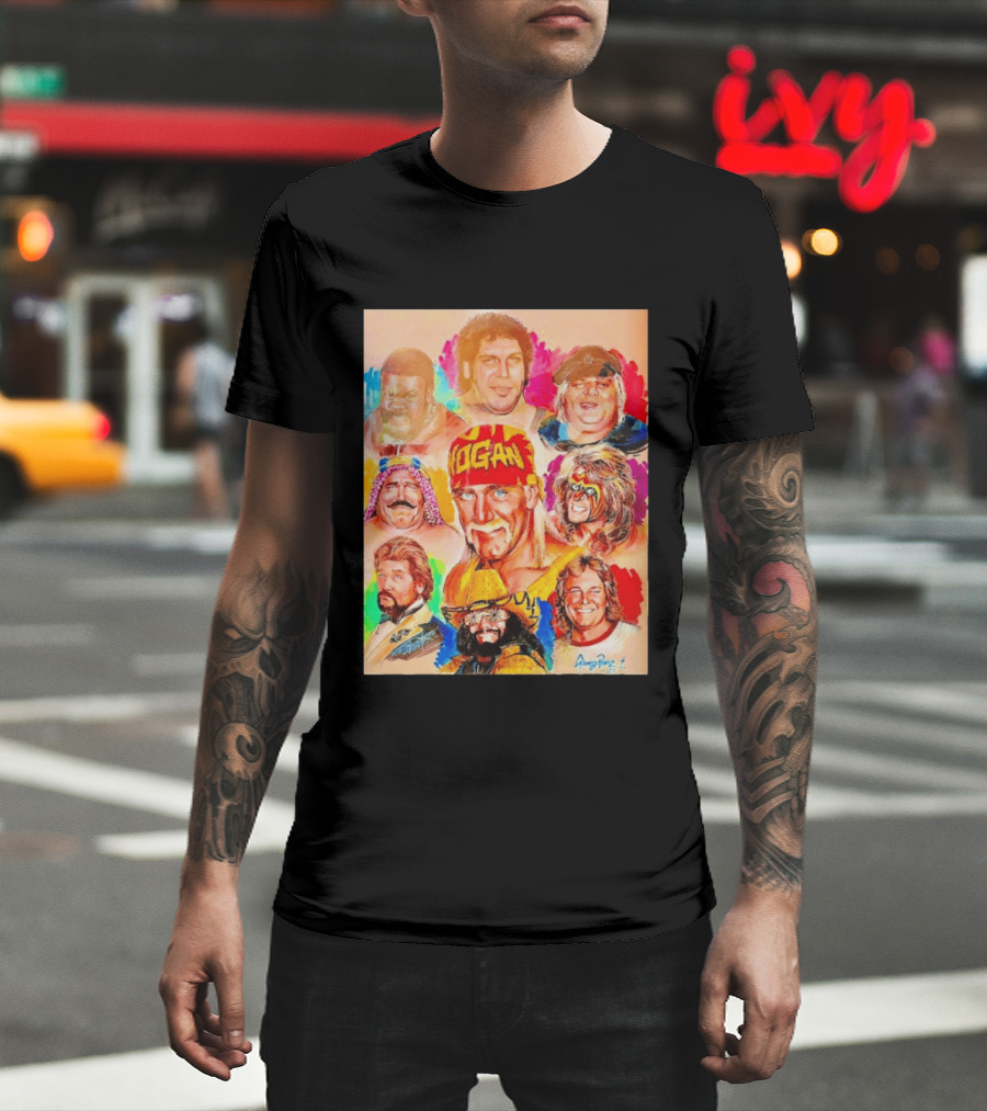 WWF Legends Hulk Hogan Andre The Giant Randy Savage Ultimate Warrior T-Shirt