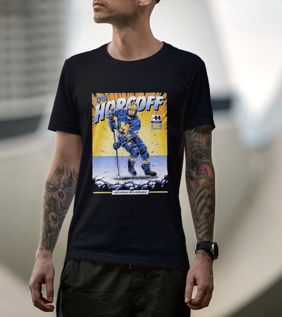 Michigan Wolverines Will Horcoff 44 Center Hockey Comic T-Shirt