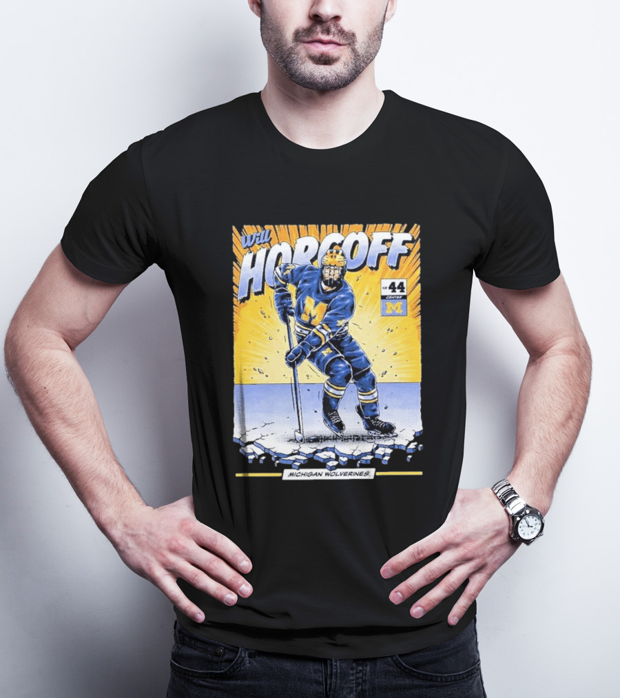 Michigan Wolverines Will Horcoff 44 Center Hockey Comic T-Shirt