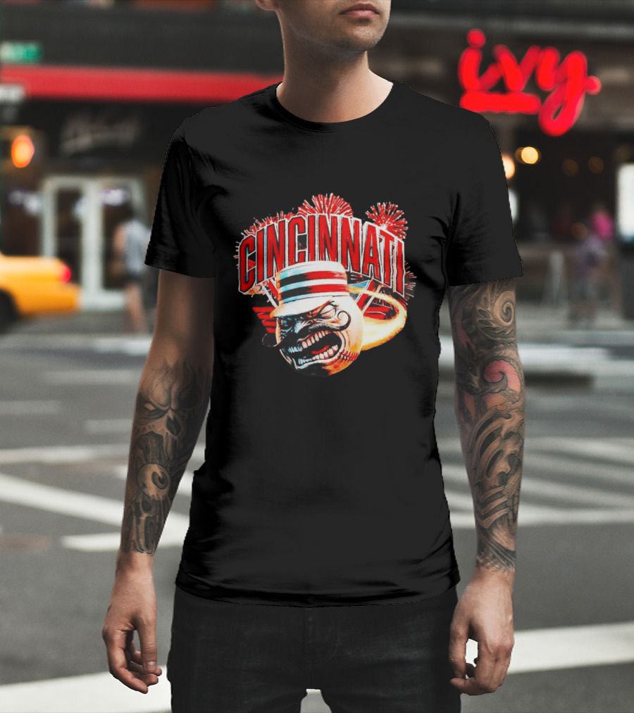 Cincinnati Reds Queen City Heat 2026 Opening Day Fireworks Display T-Shirt