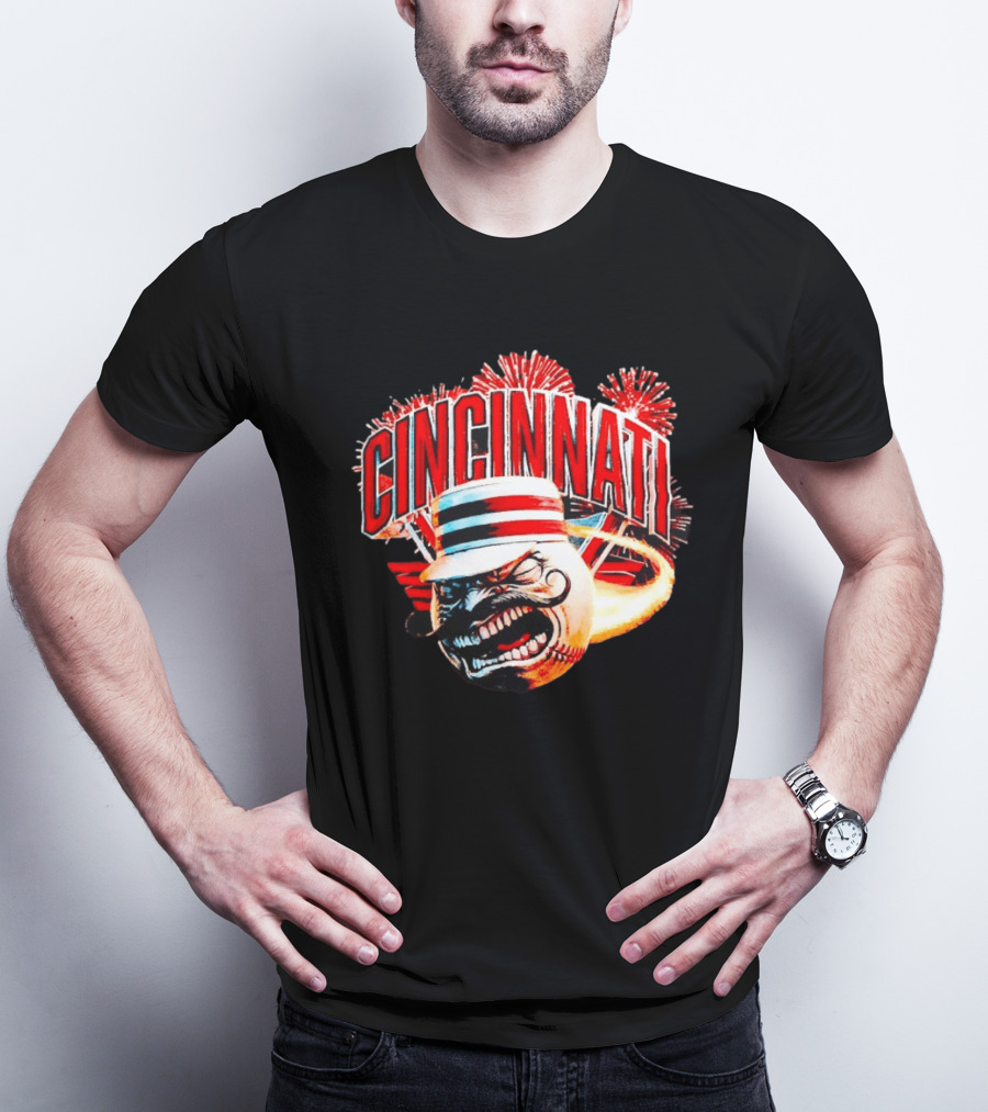 Cincinnati Reds Queen City Heat 2026 Opening Day Fireworks Display T-Shirt