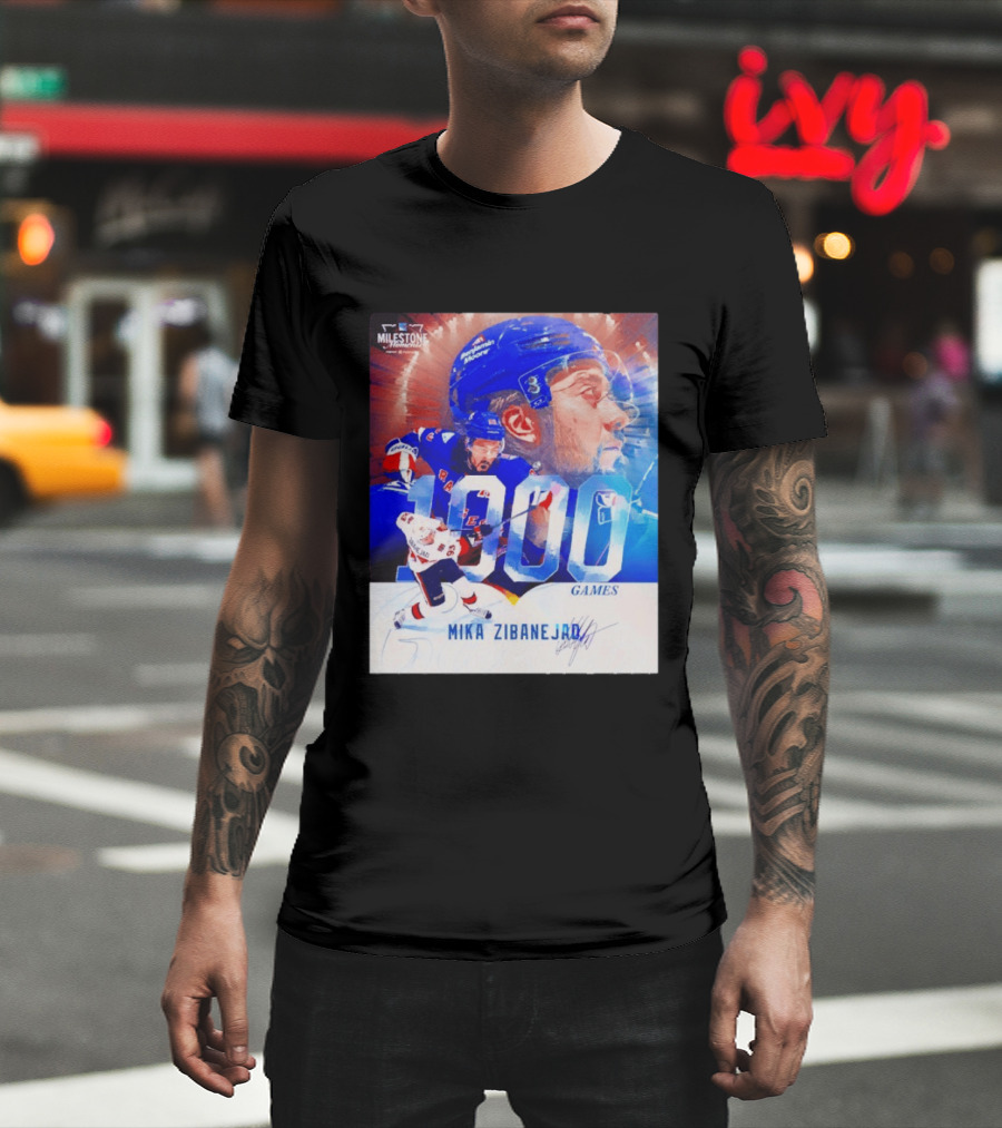 Mika Zibanejad New York Rangers 1000 Games Milestone NHL Career Celebration T-Shirt