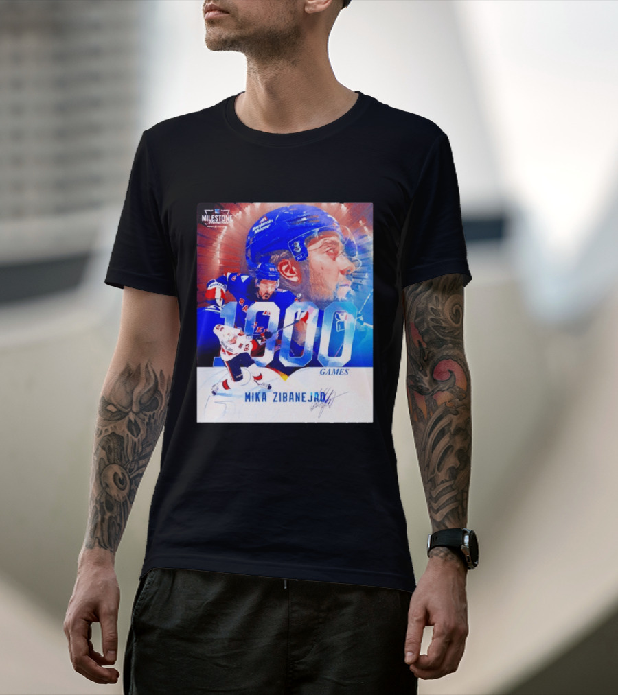 Mika Zibanejad New York Rangers 1000 Games Milestone NHL Career Celebration T-Shirt
