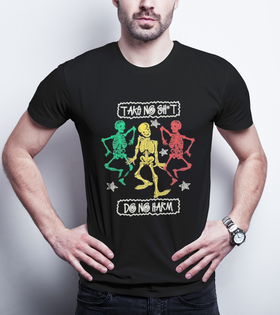 Mn+la Take No Shit Do No Harm Skeleton Trio With Stars T-Shirt