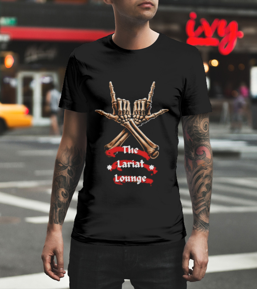 The Lariat Lounge Skeleton Hands Double L Gesture T-Shirt