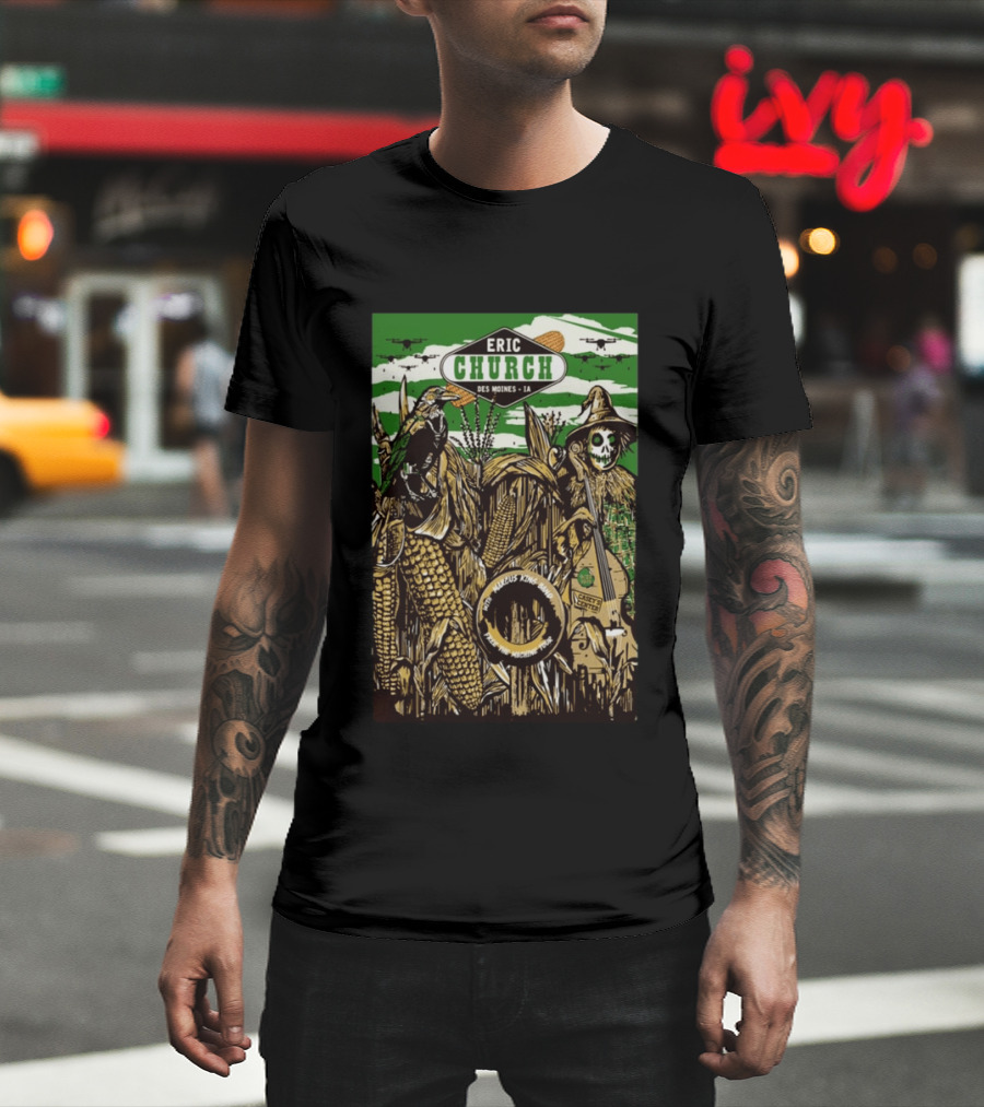 Eric Church Des Moines IA Casey's Center September 27 2025 Tour Chief Marcus King Band Concert Event T-Shirt