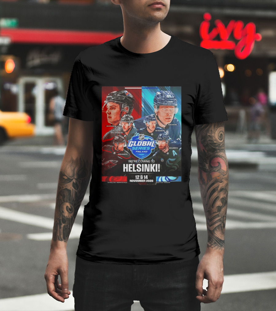 NHL Global Series Finland 2026 Helsinki Carolina Hurricanes Vs Seattle Kraken November 12 14 T-Shirt