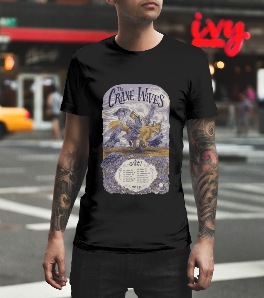 The Crane Wives Act I Tour 2026 Fox And Birds Concert T-Shirt