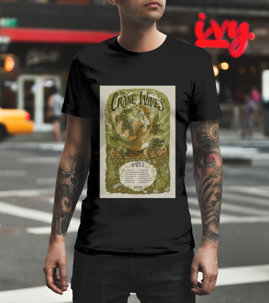The Crane Wives Act II 2026 Concert Tour Dates Fox And Leaves T-Shirt