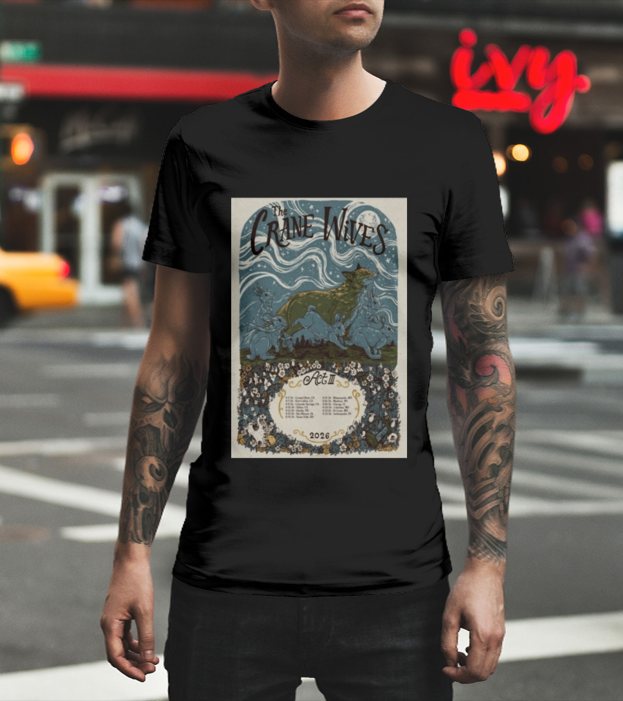 The Crane Wives Act III Concert Tour August 2026 Moonlit Forest Animals T-Shirt