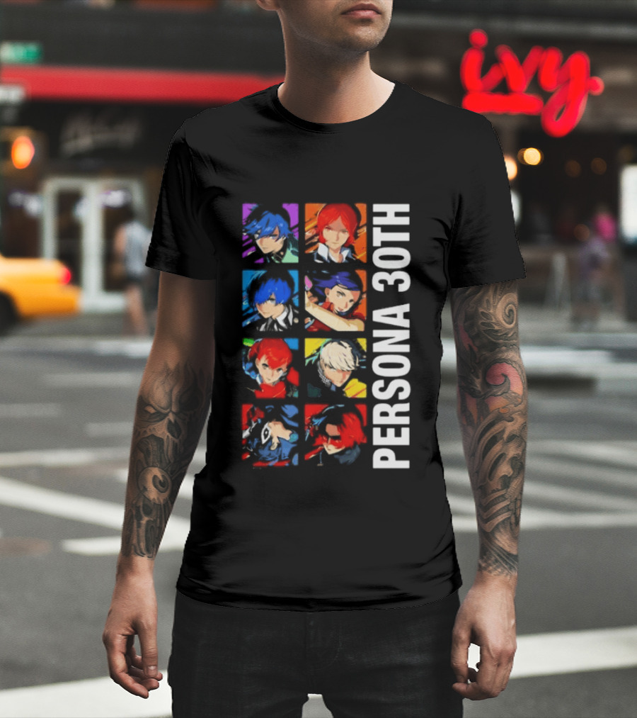 Atlus Persona 30th Anniversary Protagonist Series Legacy Stack T-Shirt