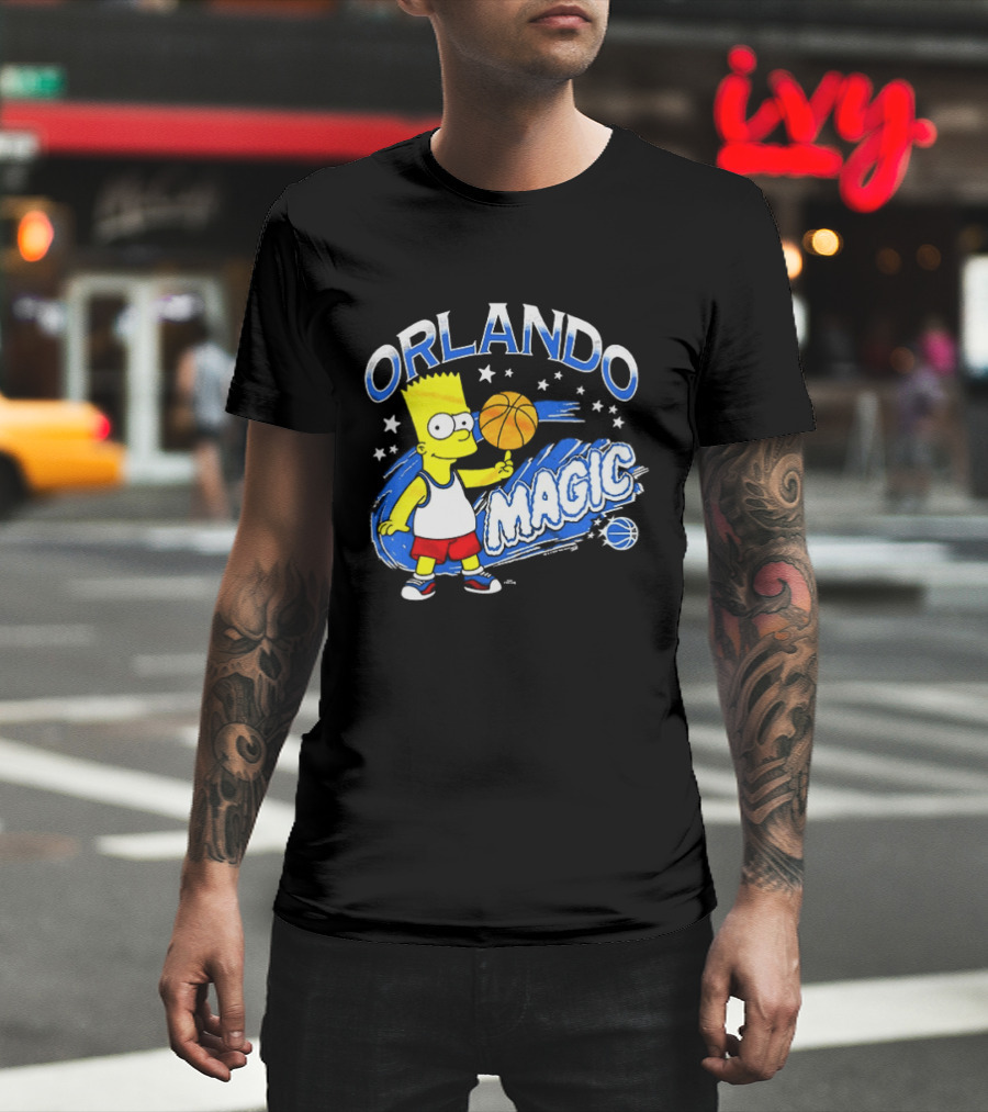 Bart Simpsons Orlando Magic NBA Basketball Cartoon T-Shirt