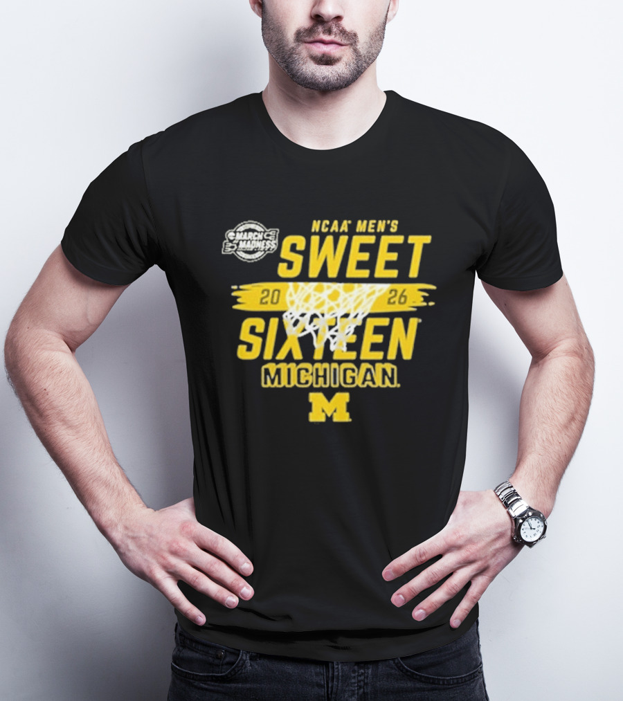 Michigan Wolverines NCAA Men's Basketball Sweet 16 2026 T-Shirt