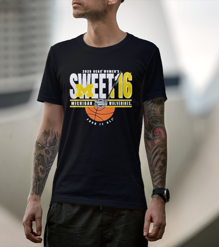2026 NCAA Women's Sweet 16 Michigan Wolverines Basketball Go Blue T-Shirt