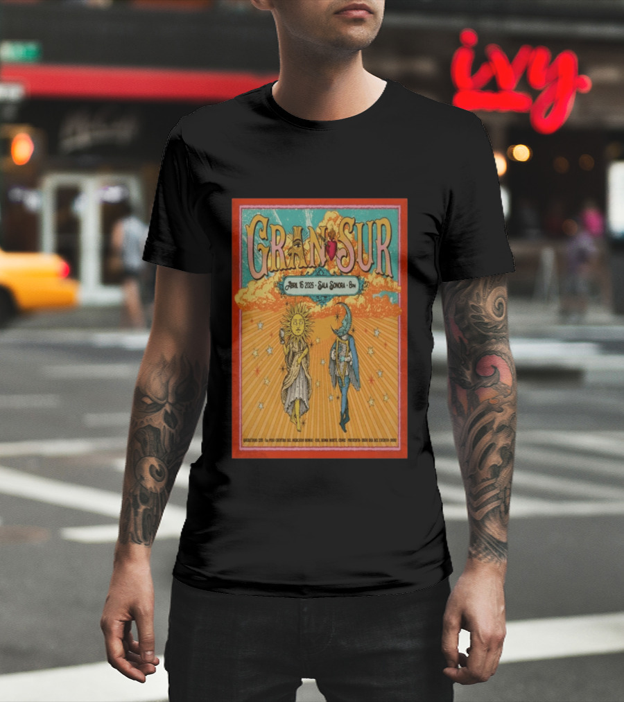 Gran Sur Abril 16 2026 Sala Sonora Roma Norte Mexico City Sun And Moon T-Shirt