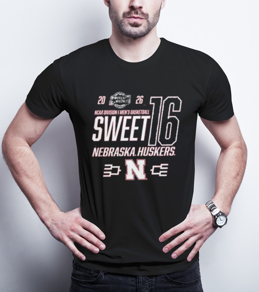 Nebraska Cornhuskers 2026 NCAA Division I Men's Basketball Sweet 16 Tournament Bracket T-Shirt