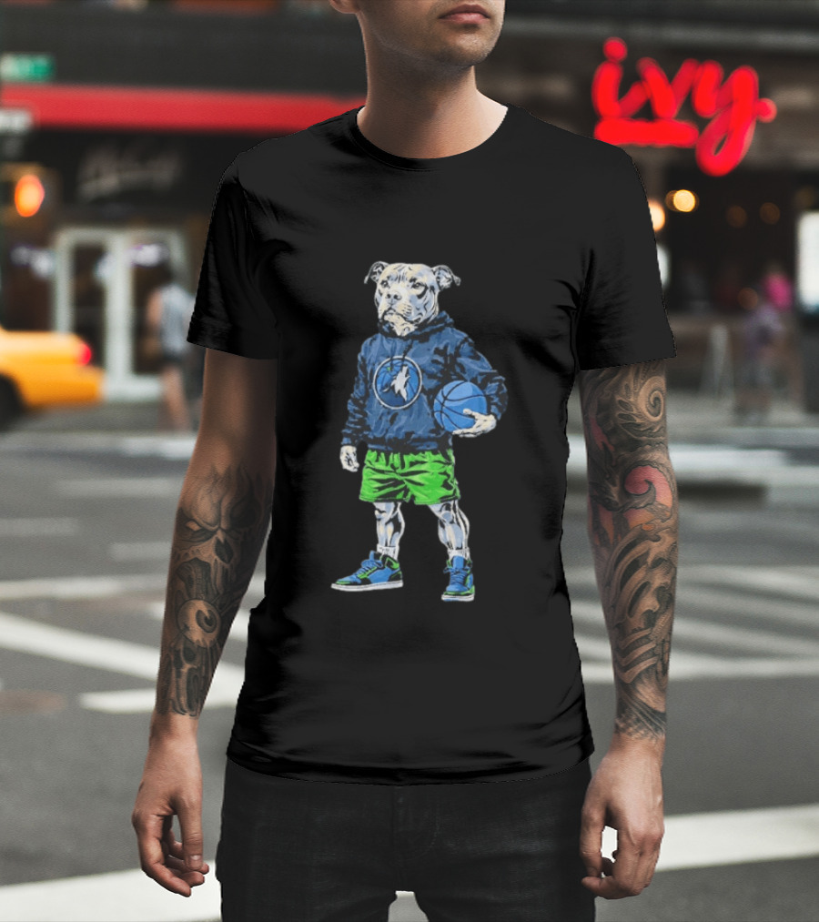 Hoop Dogs Pit Bull Minnesota Timberwolves Basketball T-Shirt