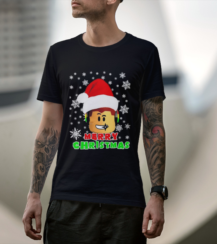 Roblox Merry Christmas Santa Hat Holiday Snowflakes T-Shirt
