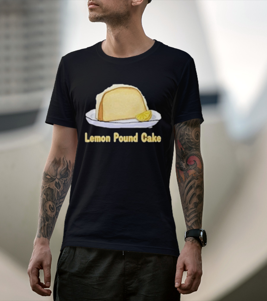 Lemon Pound Cake Slice On Plate With Lemon Wedge T-Shirt