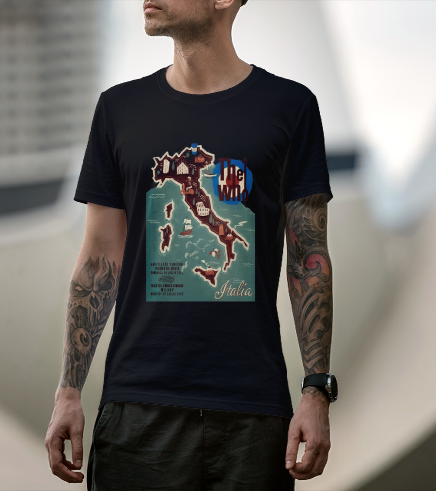 The Who Italia Tour 2026 Anfiteatro Camerini Padova Sul Brenta Parco Della Musica Milano T-Shirt