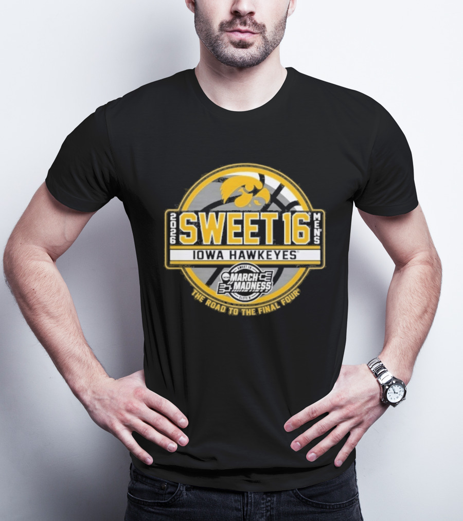Iowa Hawkeyes 2026 Sweet 16 Road To The Final Four T-Shirt