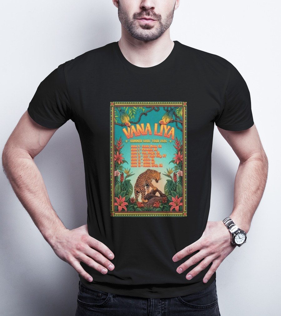 Vana Liya Summer Soul Tour 2026 Costa Mesa Phoenix San Diego Salt Lake City Boise Reno Santa Cruz T-Shirt