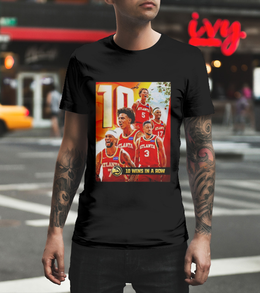 Atlanta Hawks NBA 10 Wins In A Row Players Celebration T-Shirt
