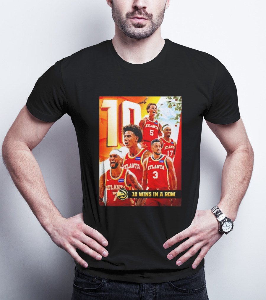 Atlanta Hawks NBA 10 Wins In A Row Players Celebration T-Shirt