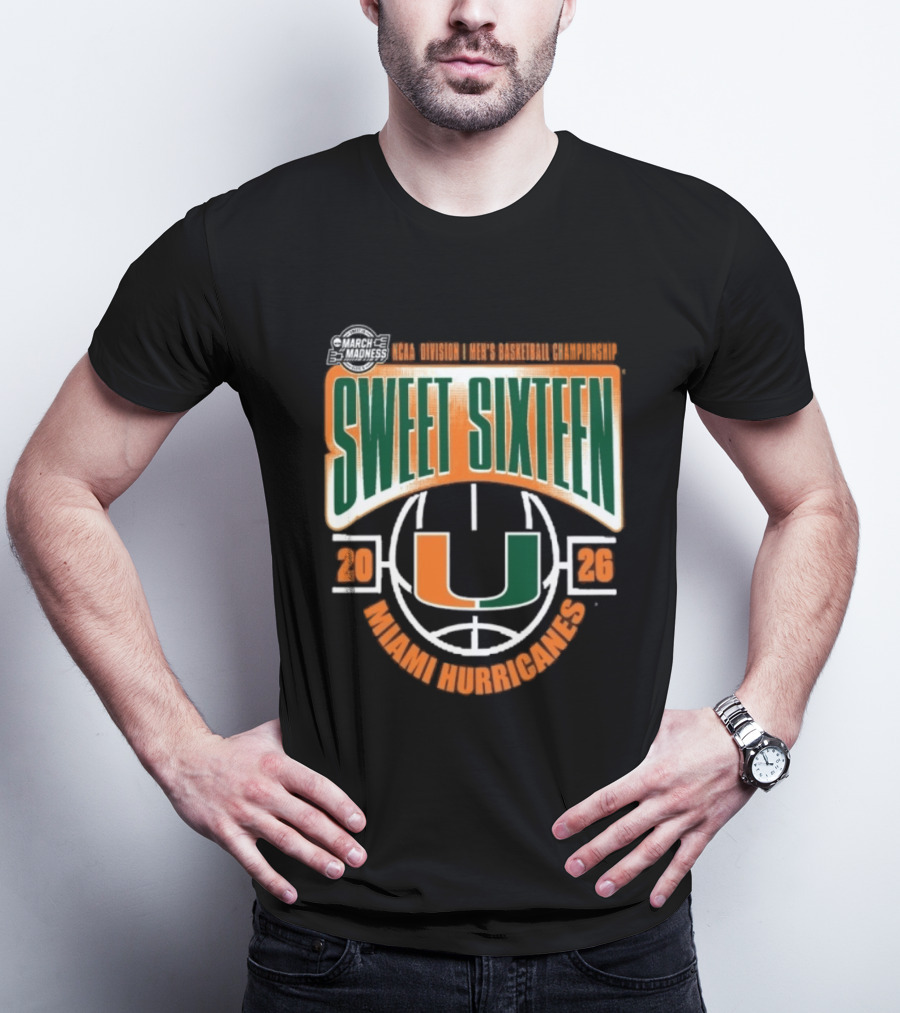 NCAA Division I Men's Basketball March Madness 2026 Sweet Sixteen Miami Hurricanes T-Shirt
