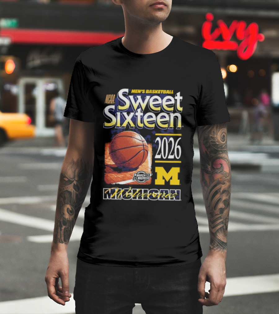 Michigan Wolverines Sweet Sixteen 2026 Basketball NCAA Bound T-Shirt