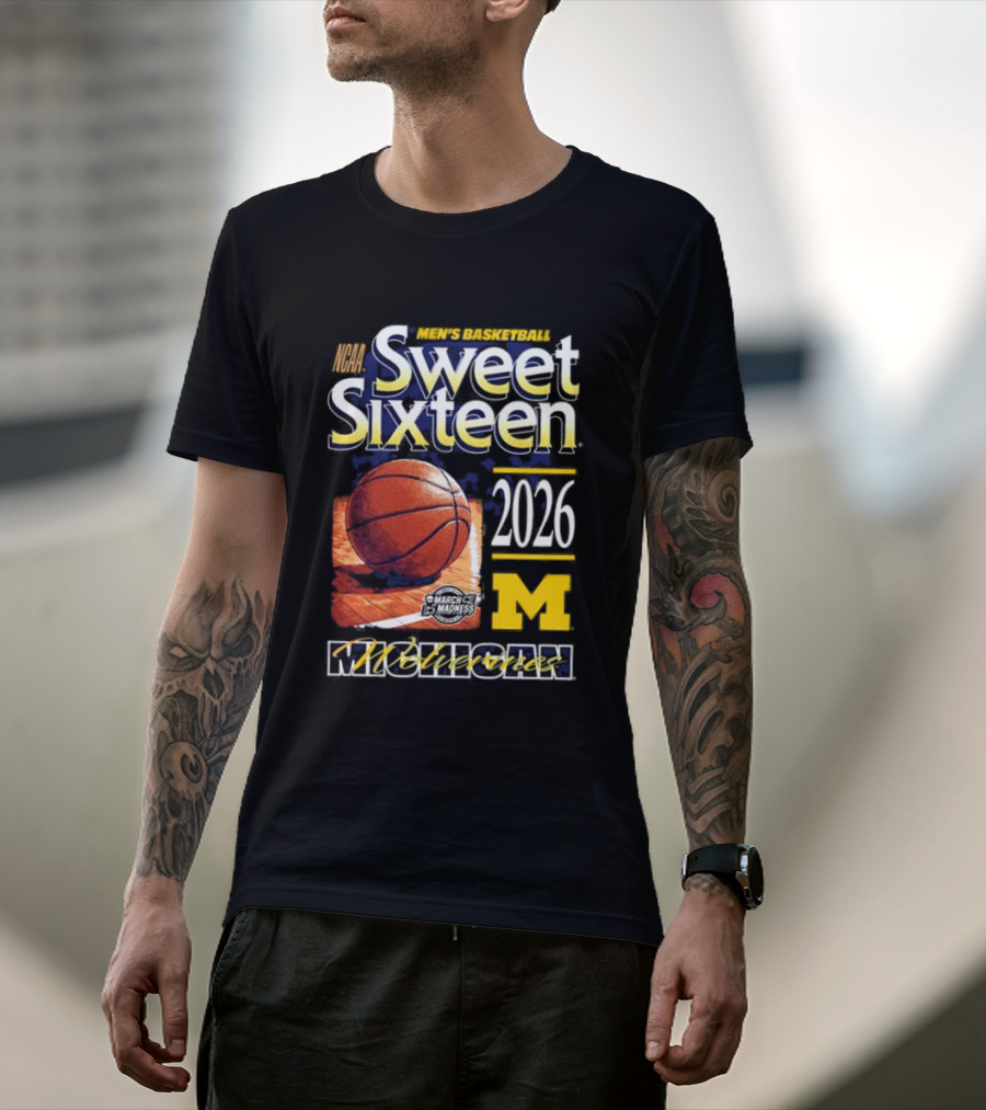 Michigan Wolverines Sweet Sixteen 2026 Basketball NCAA Bound T-Shirt